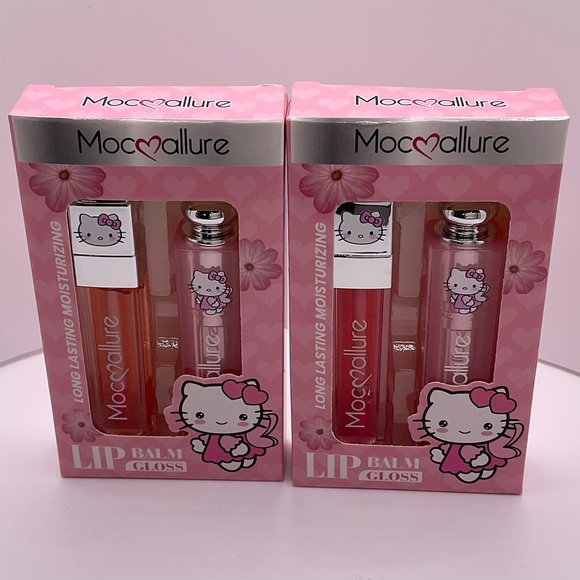 Other | Mocallure Hello Kitty Lip Gloss Lip Balm Set Pink Peach Set ...